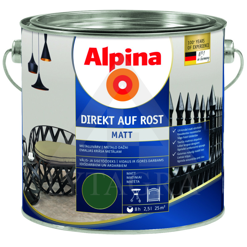 Antikoroziniai dažai ALPINA DIREKT AUF ROST MATT, RAL60